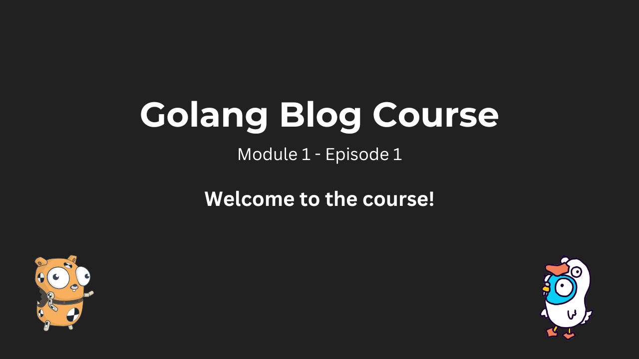 Welcome to the course | Golang Blog Course